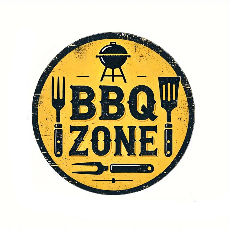 Buy Rustic Bbq Wall Art 7.87 Inch Aluminum Sign With Grill & Utensils ...