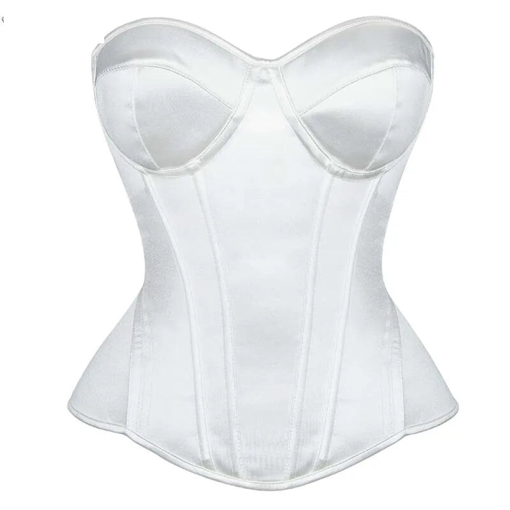 Buy Silk Satin Lace Up Boned Strapless Corset Wedding Bra Bustier ...