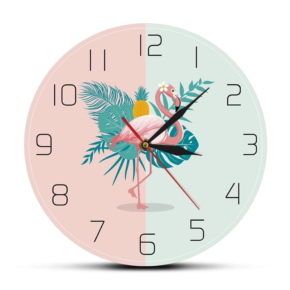 Buy Tropical Flamingo Wall Clock Pink Flamingo Nursery Wall Art Nature ...