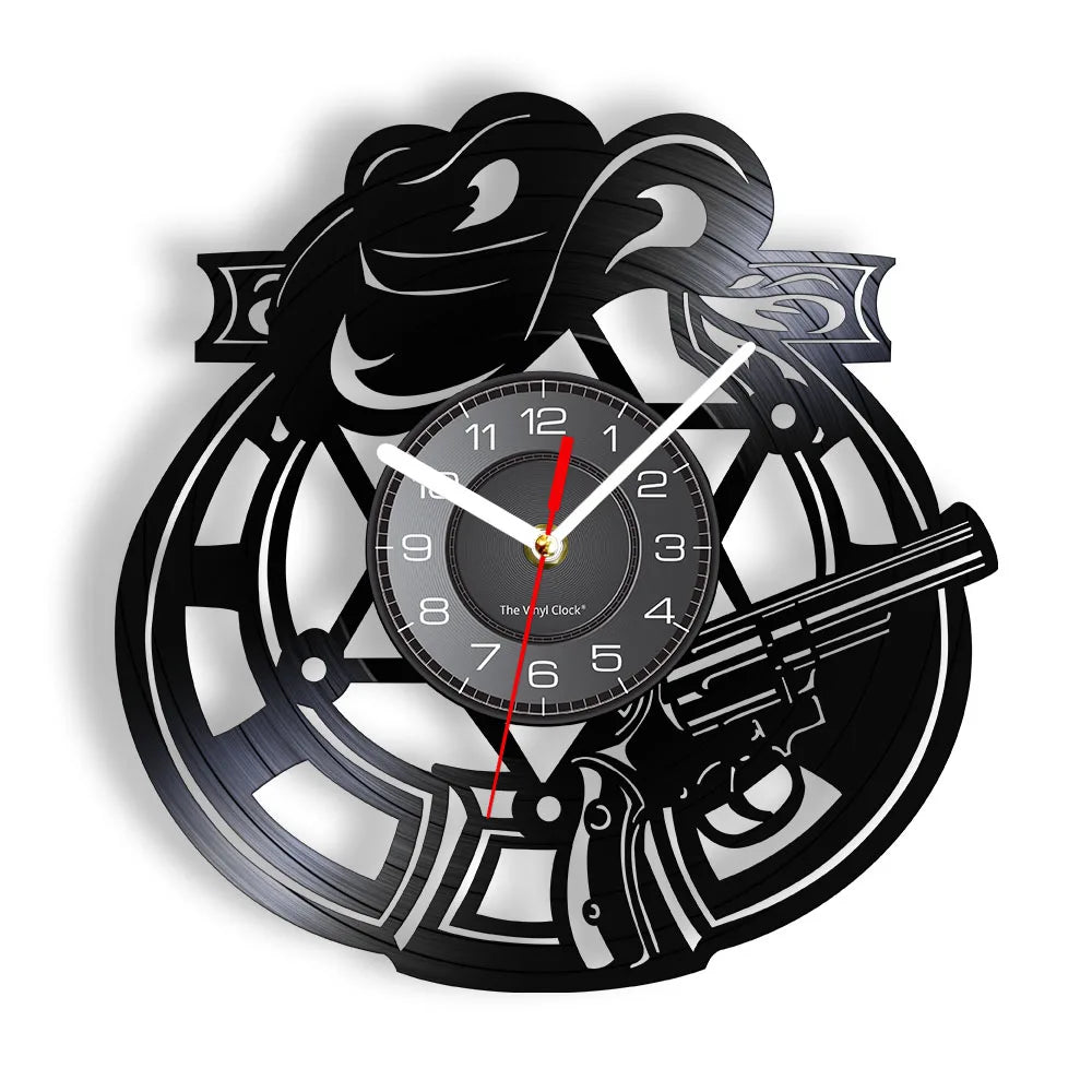 Buy Western Outlaw Revolver Vinyl Record Wall Clock - MyDeal Australia