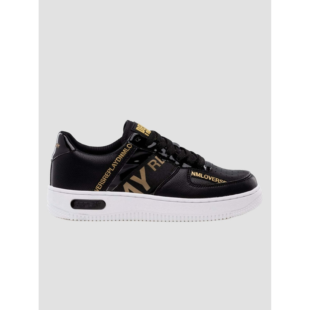 Buy Replay Womens Sneakers Metallic Logo Cupsole Shoes Black Pink ...