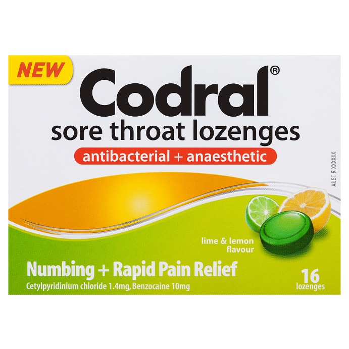 Buy CODRAL® Sore Throat Lozenges Lime & Lemon 16 Lozenges - MyDeal ...
