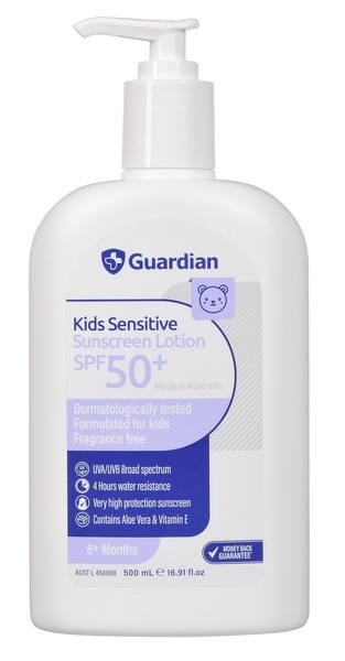 Buy Guardian Kids Sensitive Sunscreen SPF50+ (500 mL) - MyDeal Australia