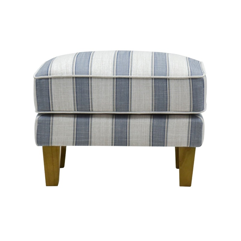 Buy Bondi Hamptons Ottoman Blue Sky Stripe W/White Piping - MyDeal