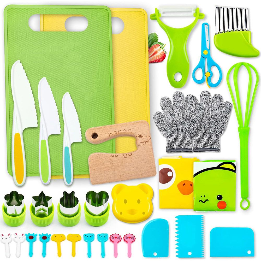 Buy 32 Piece Kids Cooking Set, Montessori Kitchen Tools with Plastic ...