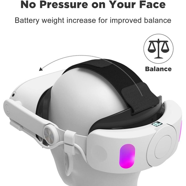 Buy 6000mAh Battery Head Strap for Oculus Quest 2, Adjustable Replacement Elite Strap for Meta ...