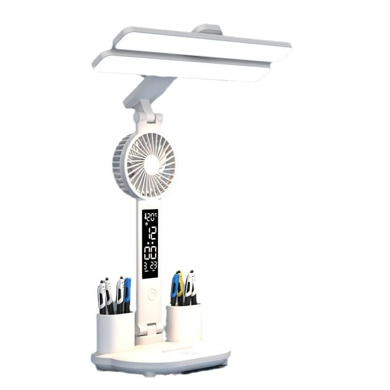 Buy LED Desk Lamp with Fan, Foldable Table Lamp with Clock Date Pen ...