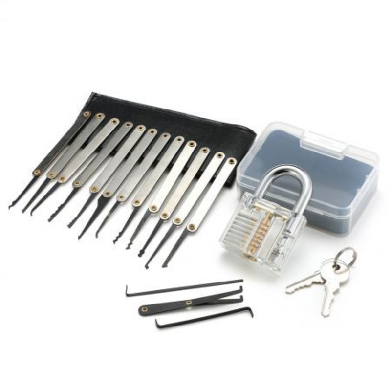 Buy LOCKMALL Transparent Skill Training Padlock Stainless Steel Lock Picks Set - MyDeal