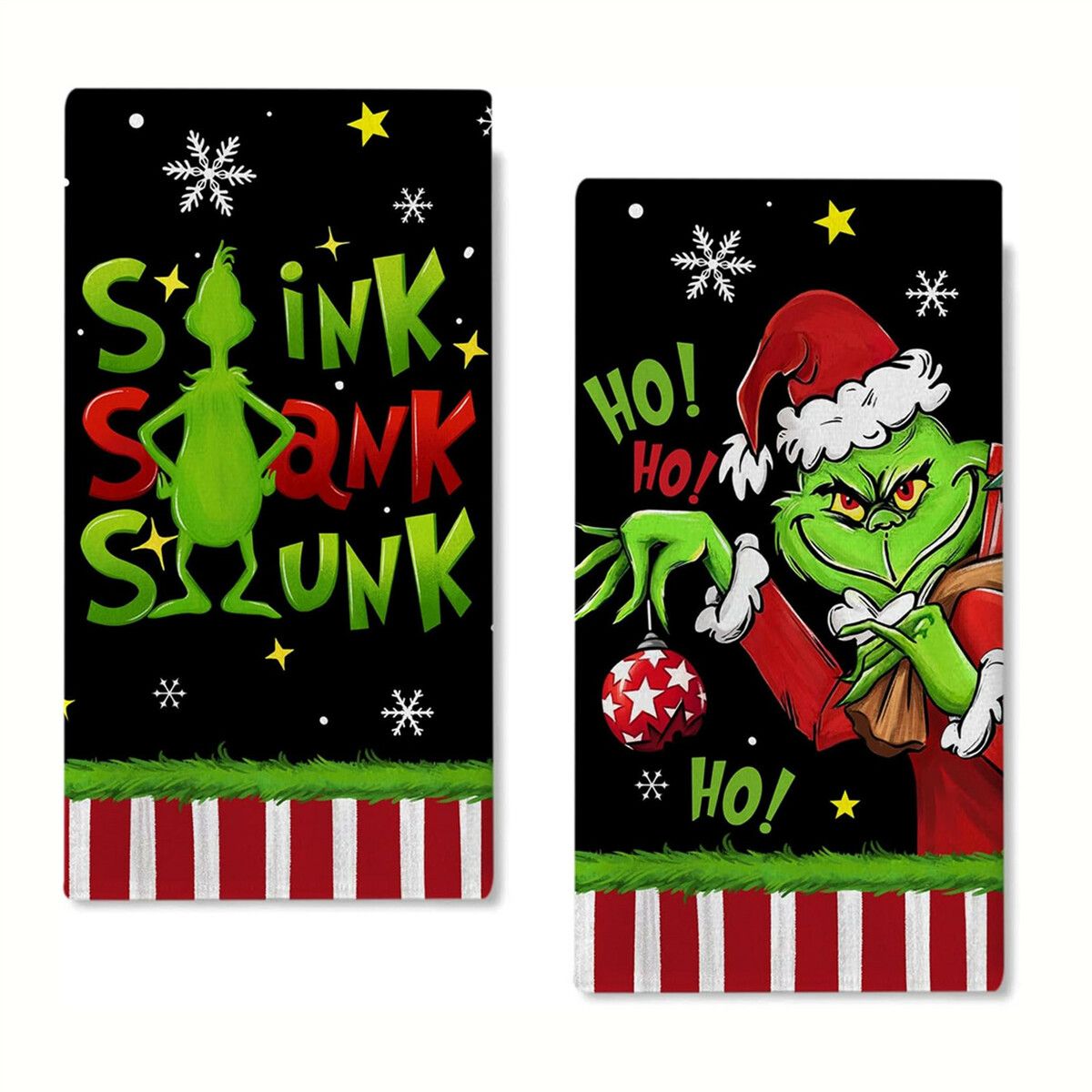 Buy Merry Christmas Kitchen Dish Towel Set of 2, Grinch Christmas Hand ...