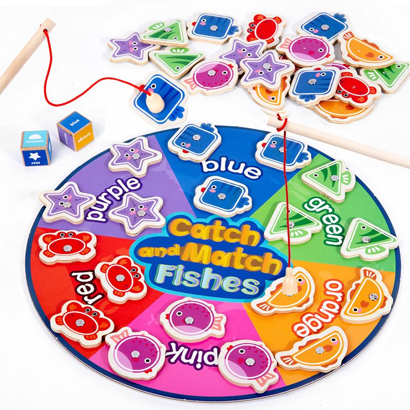 Buy Montessori Fhing Toy,Fine Motor Skill Wooden Magnetic Fishing Game ...
