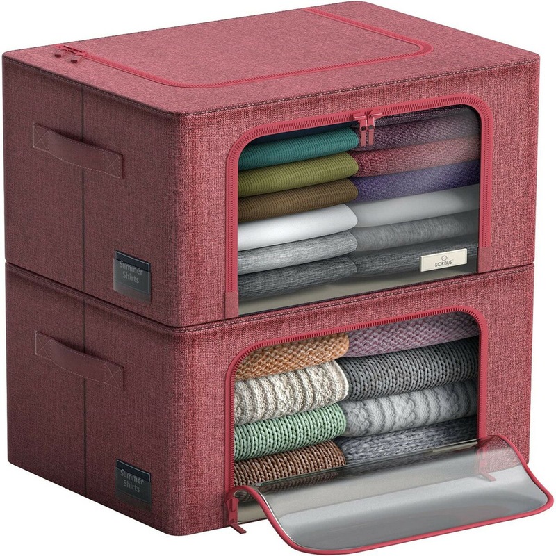 Buy Storage Bins with Metal Frame - Stackable & Foldable Clothes ...