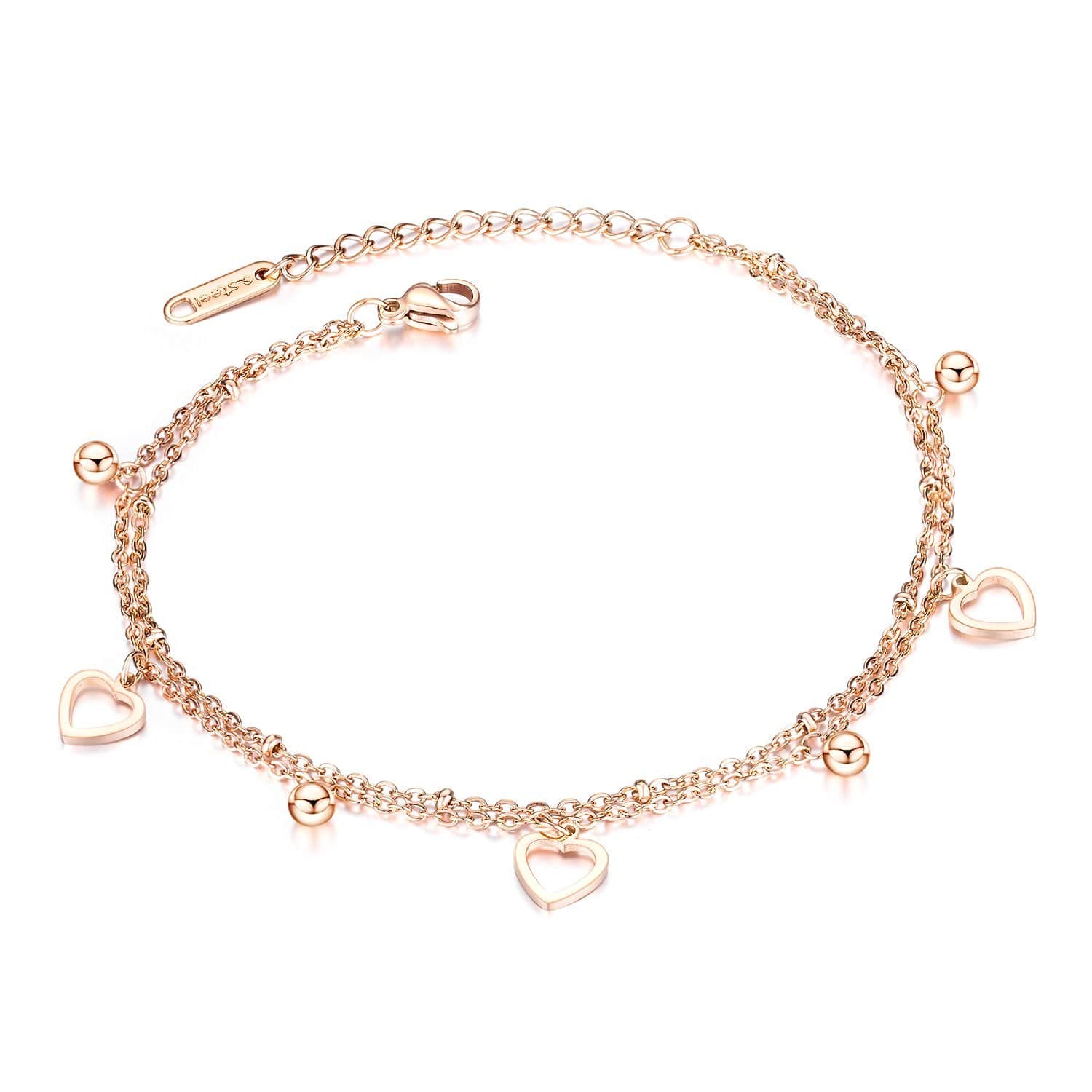 Buy Stainless Steel Rose Gold Heart Anklets - MyDeal Australia