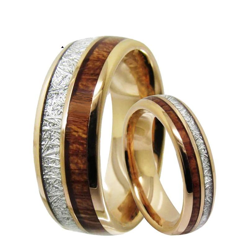 Buy Wood Inlay Couple Wedding Engagement Ring - MyDeal Australia