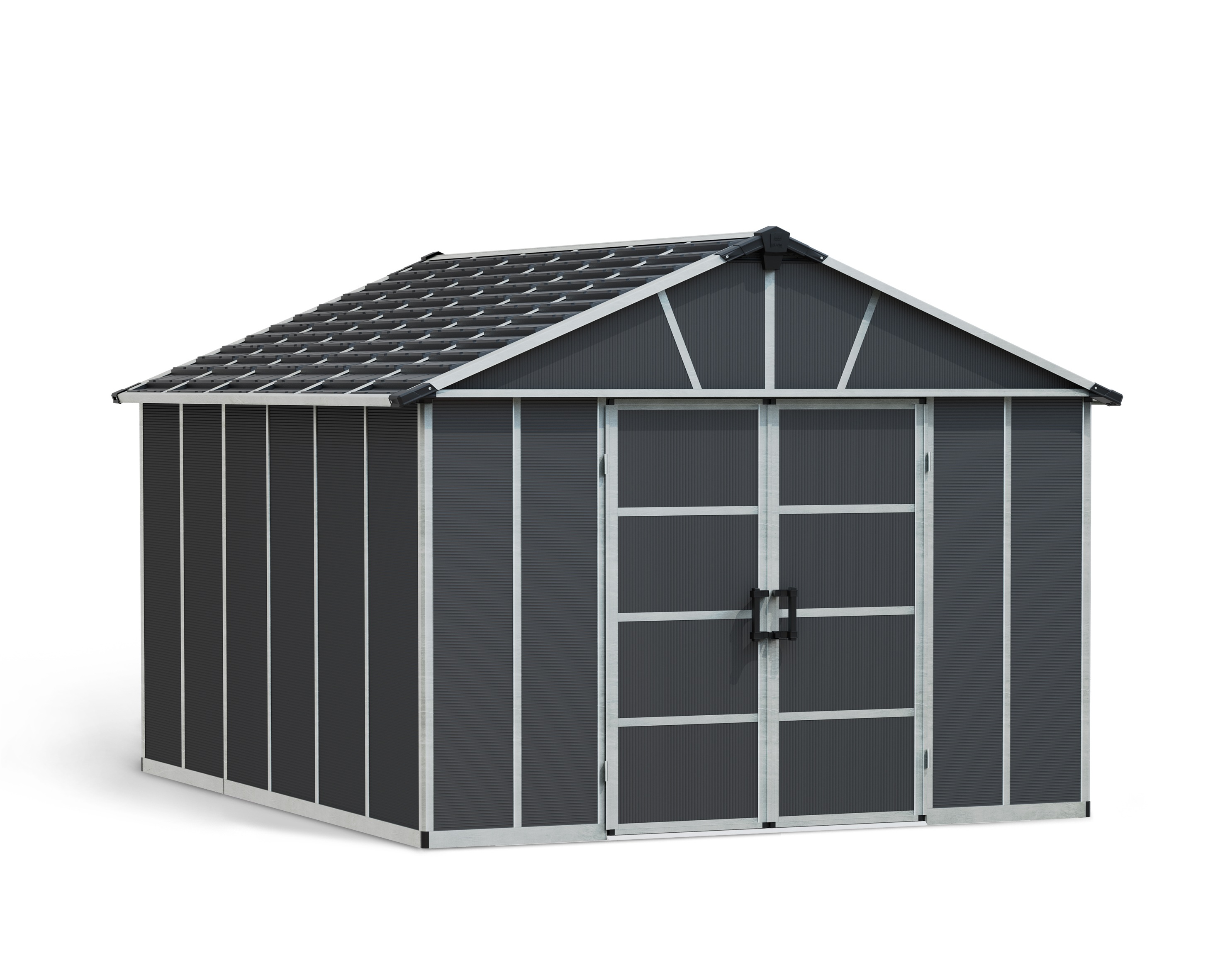 Buy CANOPIA - Yukon 3.3X4 Large DIY Garden Shed Dark Grey Polycarbonate ...
