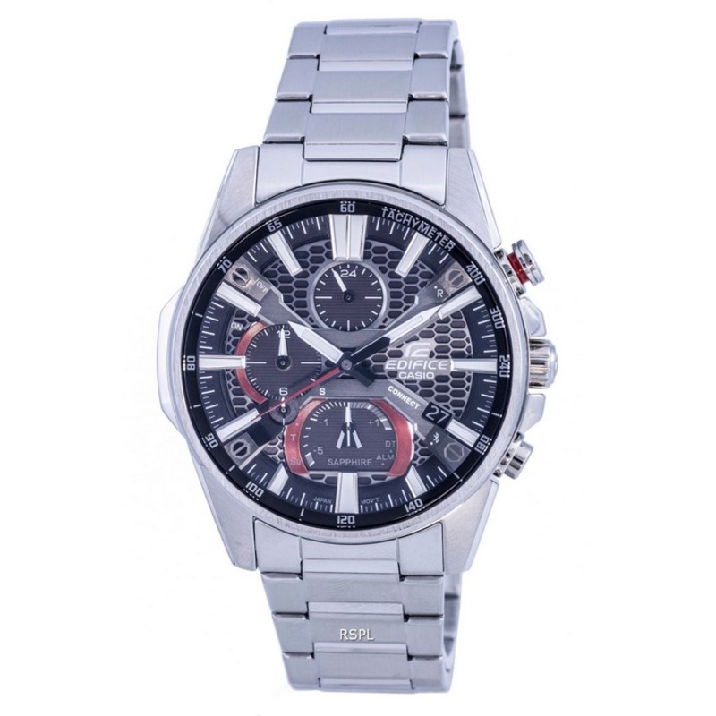 Buy Casio EDIFICE Bluetooth Tachymeter Alarm Solar EQB-1200D-1A 100M ...