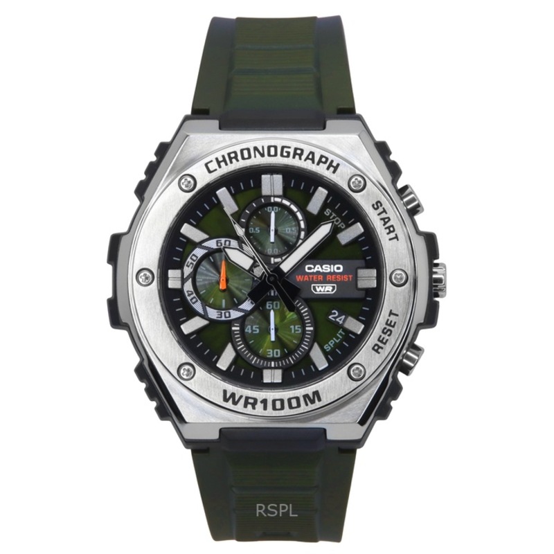 Buy Casio Standard Analog Chronograph Resin Strap Green Dial Quartz MWA ...