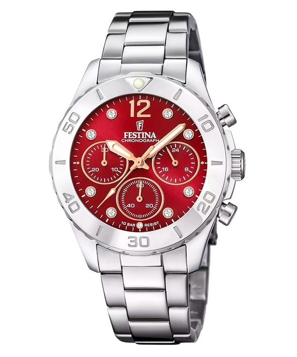 Buy Festina Boyfriend Chronograph Stainless Steel Red Dial F206032 100M ...
