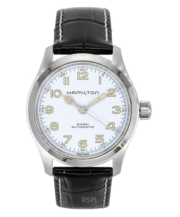 Buy Hamilton Khaki Field Murph Leather Strap White Dial Automatic ...