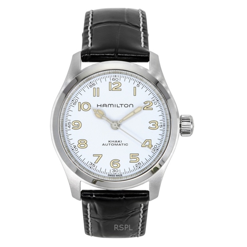 Buy Hamilton Khaki Field Murph Leather Strap White Dial Automatic ...