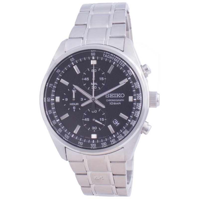Buy Seiko Chronograph Tachymeter Black Dial S-Steel Quartz SSB379P1 ...