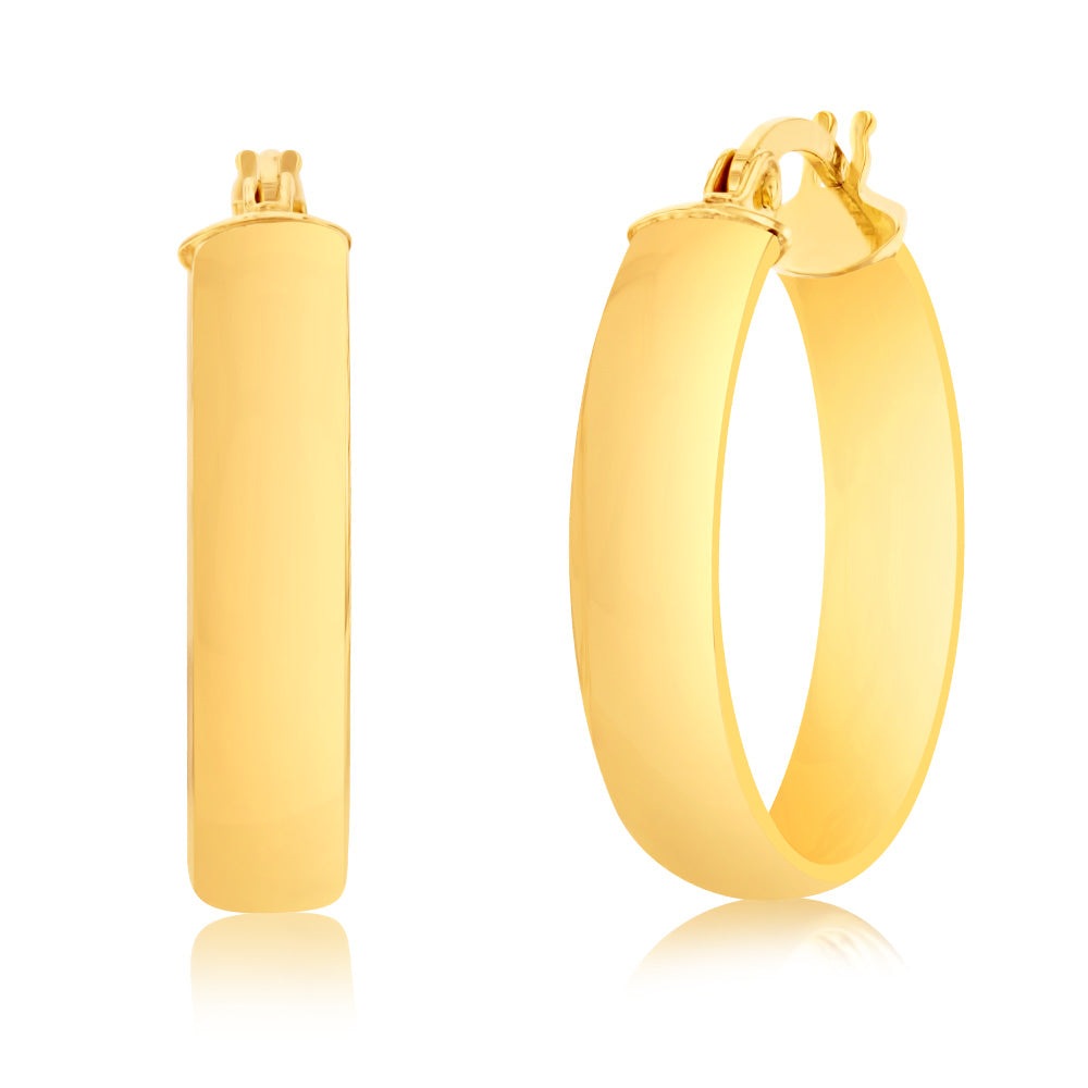 Buy 9ct Yellow Gold 15mm Plain Hoop Earrings - MyDeal Australia