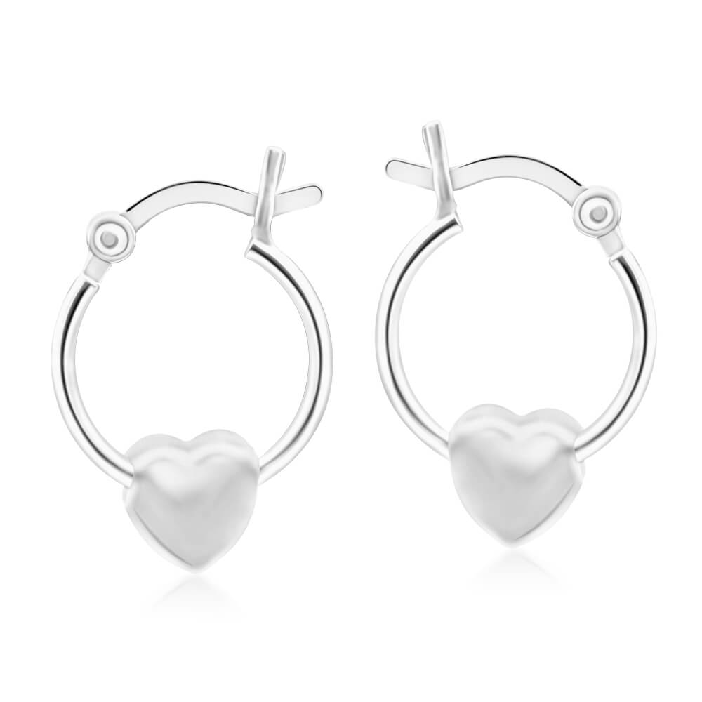 Buy Sterling Silver Floating Heart Hoop Earrings - MyDeal Australia