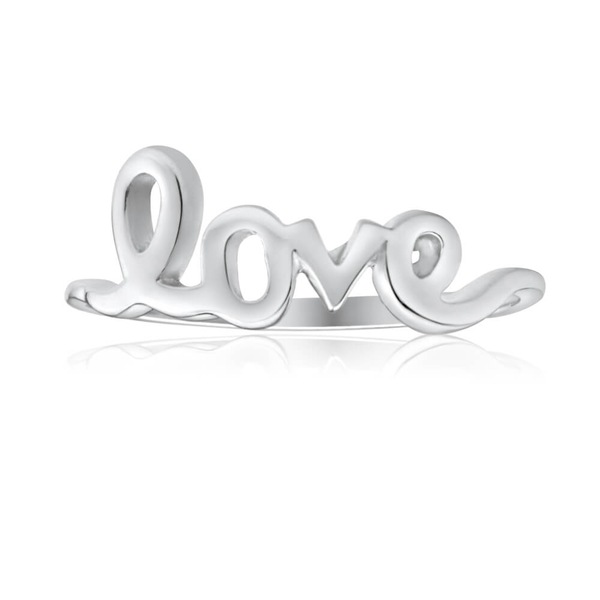 Buy Sterling Silver Plain Cursive Love Ring - MyDeal Australia