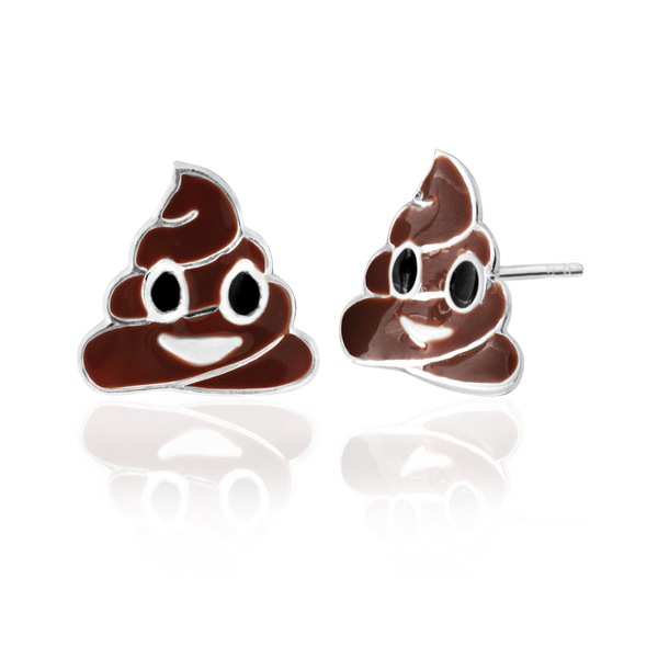 Buy Sterling Silver Smiley Poo Emoji Stud Earrings - MyDeal Australia