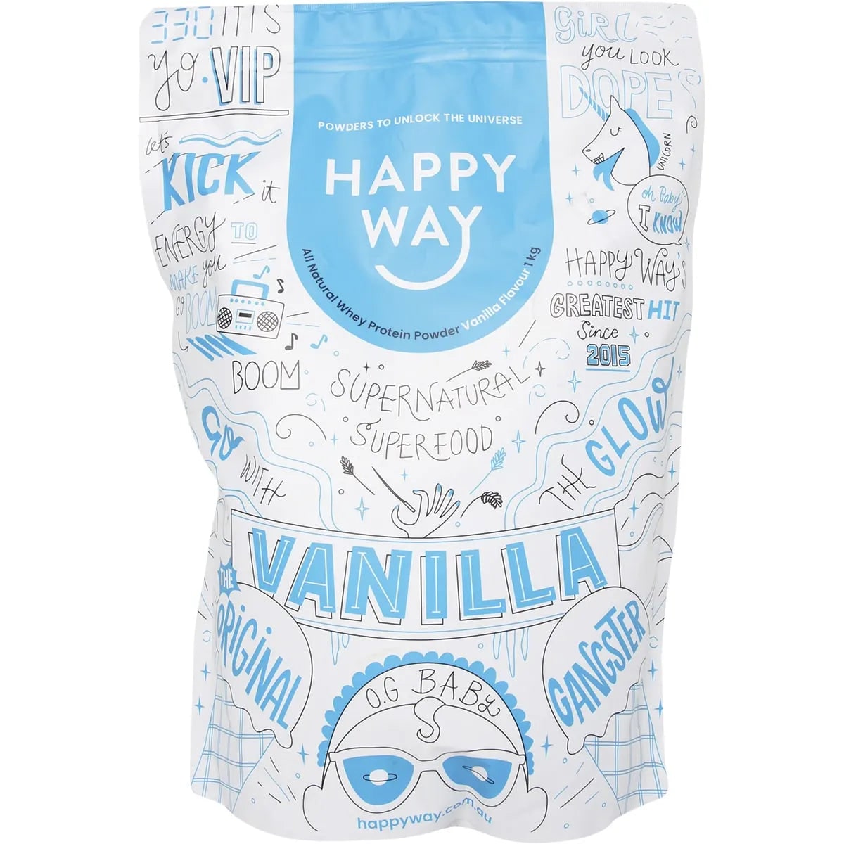 Buy Happy Way Whey Protein Powder Vanilla 1kg - MyDeal Australia