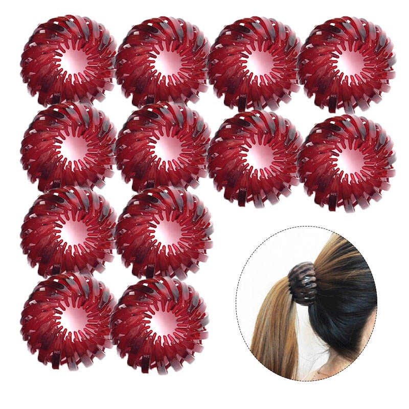 Buy Beakey 12 Pcs Bird Nest Shaped Hair Clips Expandable Ponytail ...