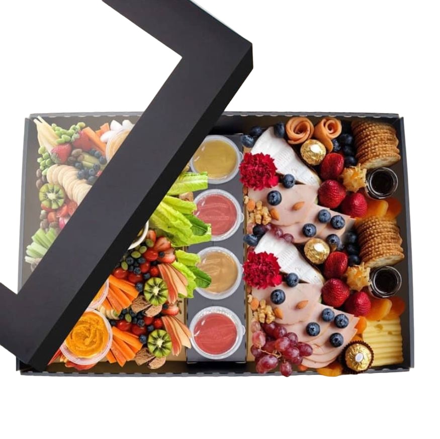 Buy 20 X Black Kraft Disposable Catering Grazing Boxes Trays With Lids ...