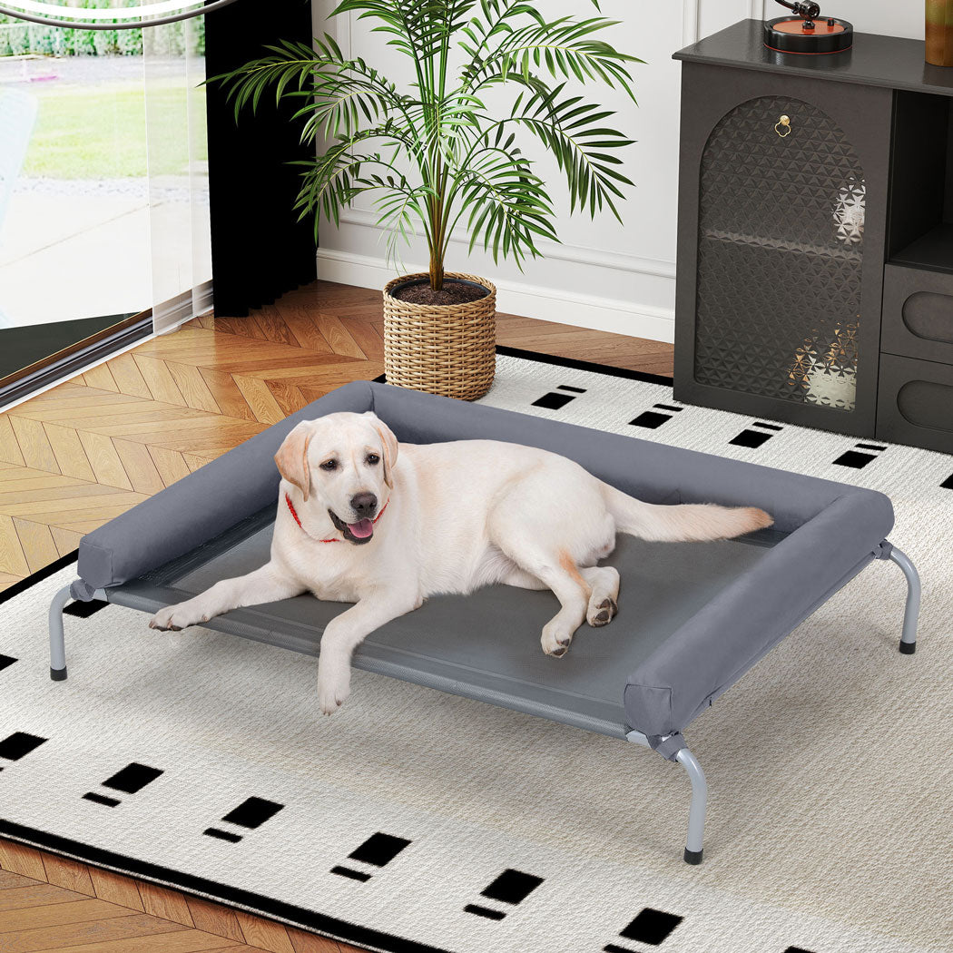 Buy Tedi's Elevated Raised Dog Bed Pet Trampoline Hammock Mesh Sofa Bolster Pillow Grey - MyDeal ...