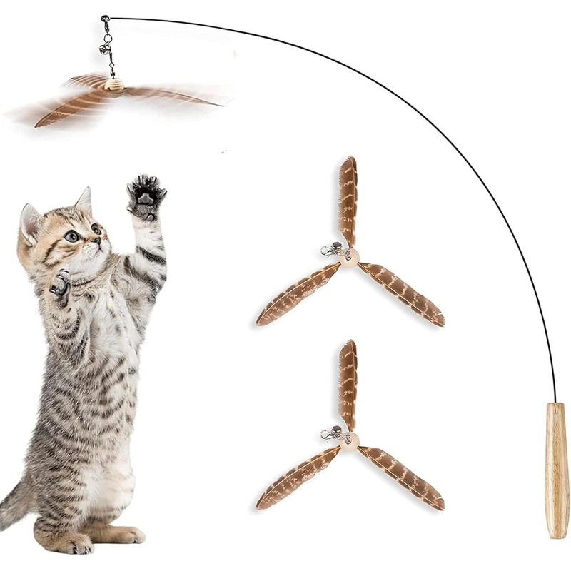 Buy PACIOCEAN 1PCPS Flexible Steel Wire with Wood Handle Cat Teaser for ...