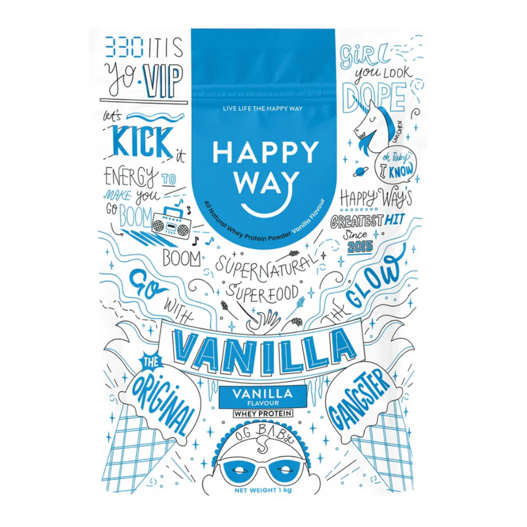 Buy Happy Way - Whey Protein Powder 1kg - Vanilla - MyDeal Australia