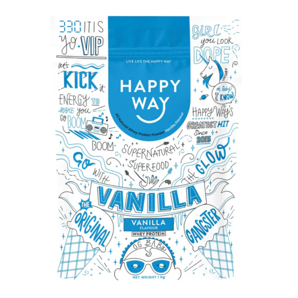 Buy Happy Way - Whey Protein Powder 1kg - Vanilla - MyDeal Australia