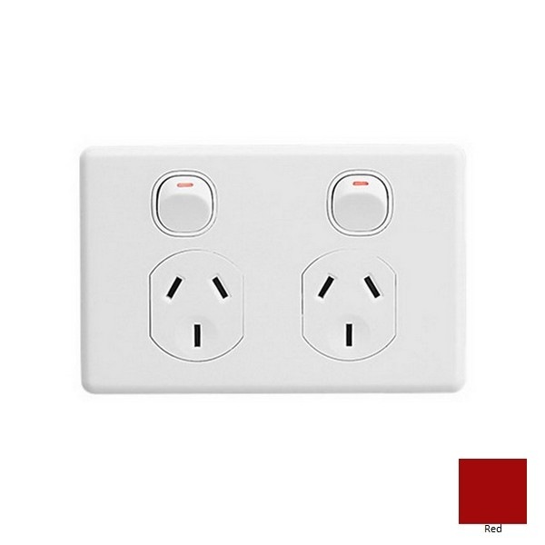 Buy Clipsal Classic C2000 Series Double Powerpoint Classic Red - C2025 ...