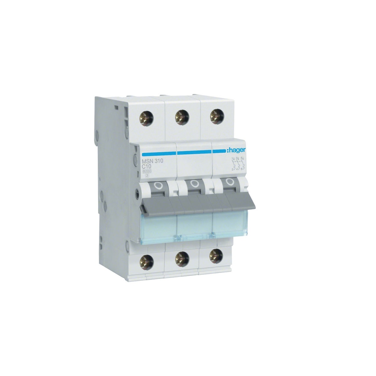 Buy Hager MSN310 Miniature Circuit Breaker, MCB, 3 Pole, 10A, 415V, C Curve, 6KA, Din Rail Mount ...