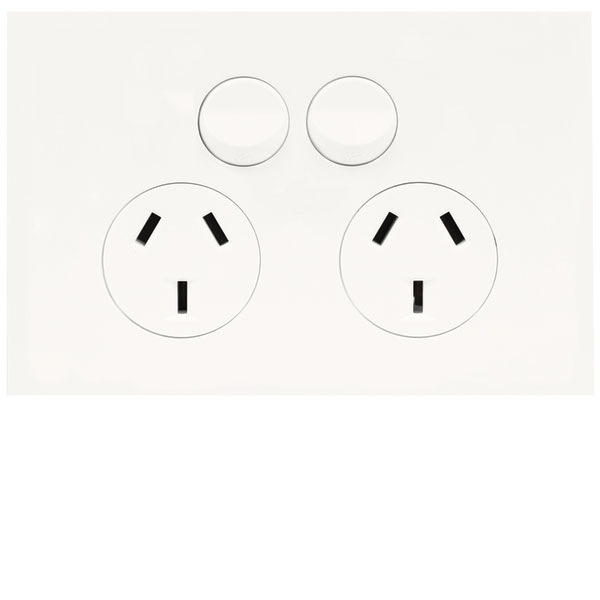 Buy Hager WBQP2S-MW Finesse Series Double Powerpoint, Switchplug ...