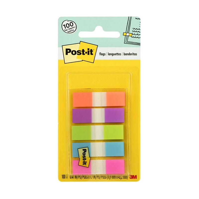 Buy Post-It Flags 5 Colours 12 x 43mm 100-Pack Box of 6 - MyDeal Australia