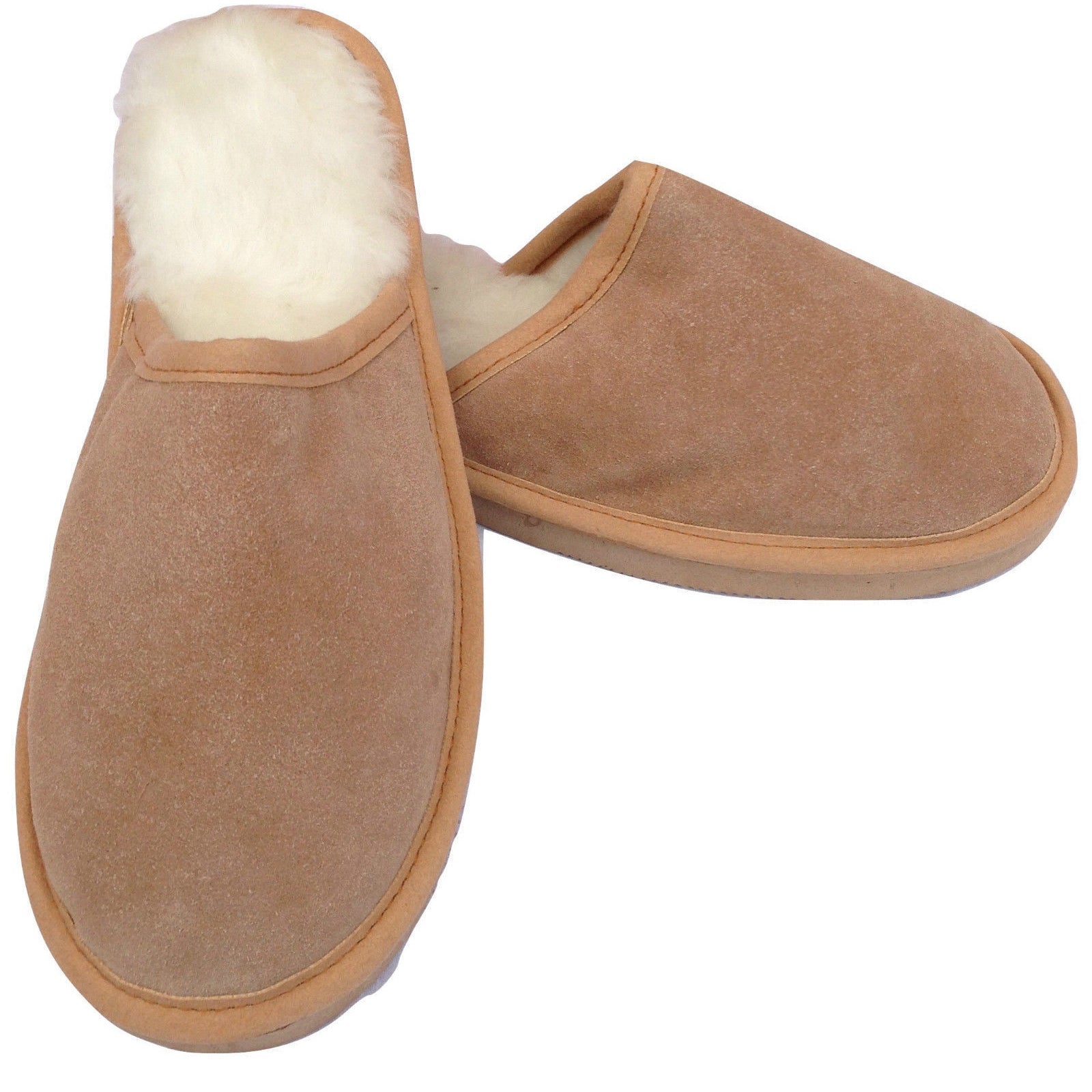 Buy 100% Sheepskin Moccasin Slippers Winter Genuine Scuffs Slip On Mens ...