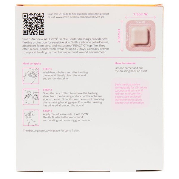 Buy Allevyn Gentle Border Dressing 7.5cm x 7.5cm - 2 Pack - MyDeal ...