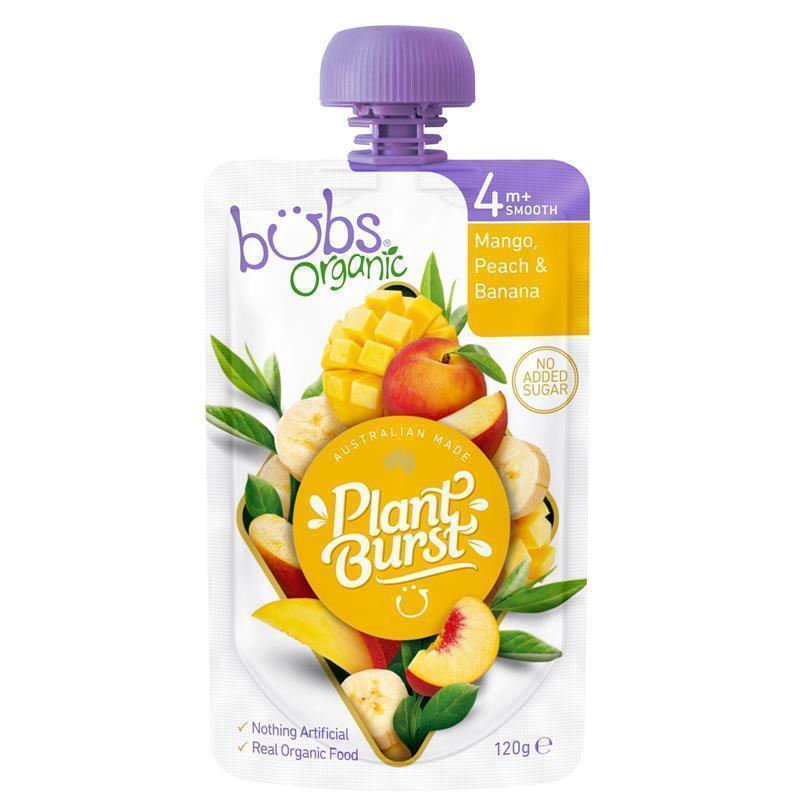 Buy Bubs Organic Mango Peach & Banana Puree 4 Months+ 120g - MyDeal ...