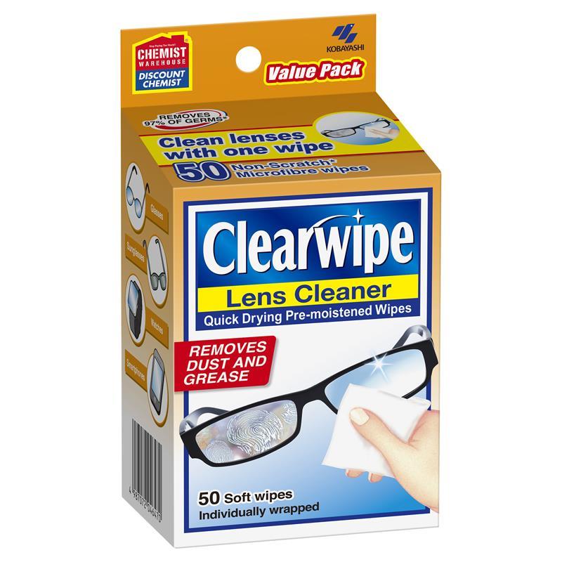 Buy Clearwipe Lens Cleaner 50 Wipes - Streak-Free Shine for Your Lenses ...