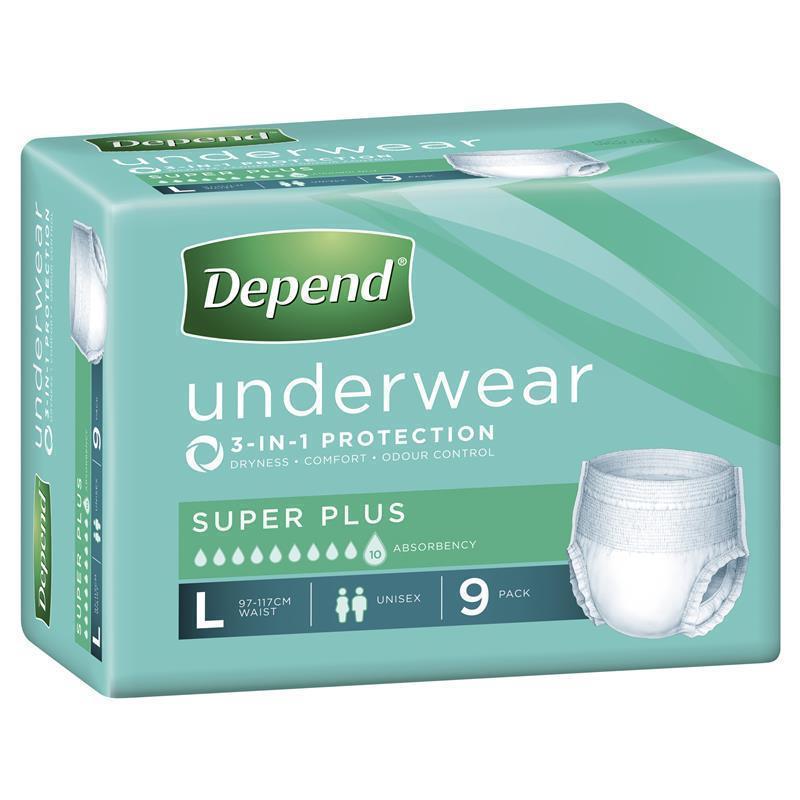 Buy Depend Unisex Underwear Super Plus Large 9 Pack - Maximum ...
