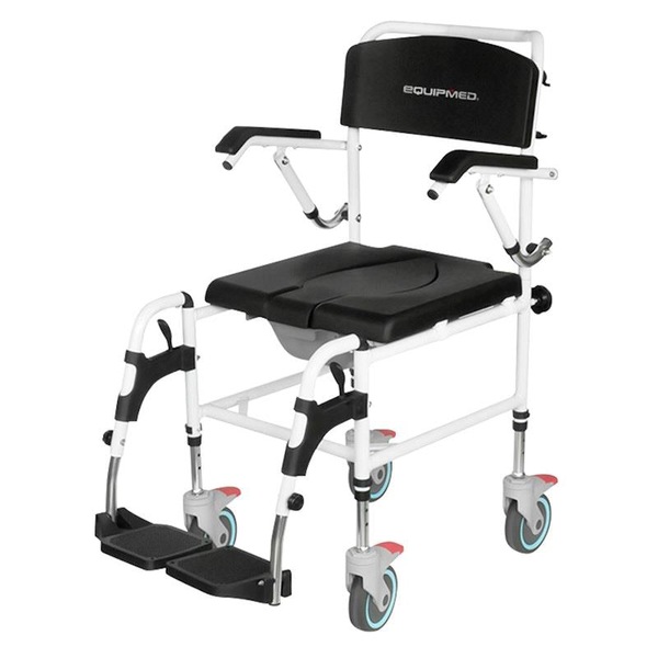 Buy Equipmed Rolling Commode Shower Chair with Wheels - Black - MyDeal ...