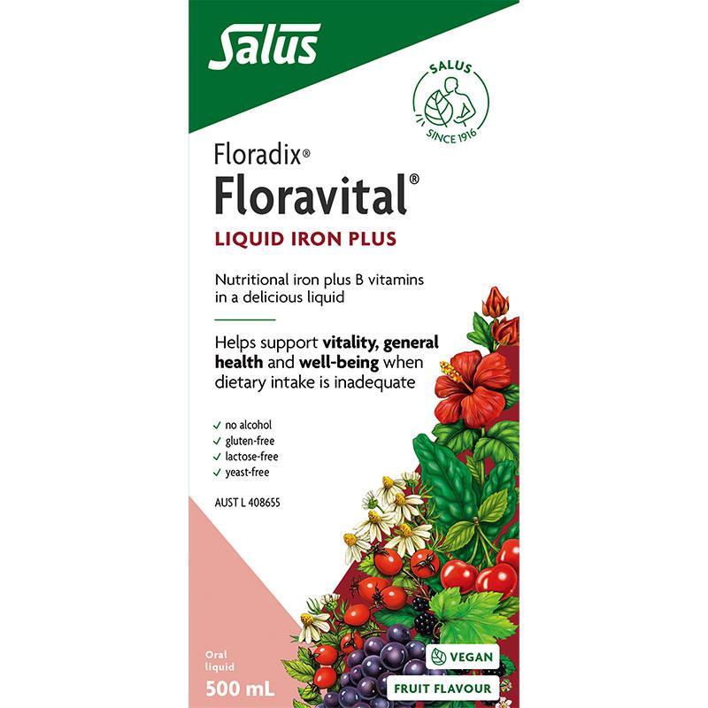 Buy Floradix Floravital Liquid Iron Supplement with B Vitamins 500ml ...