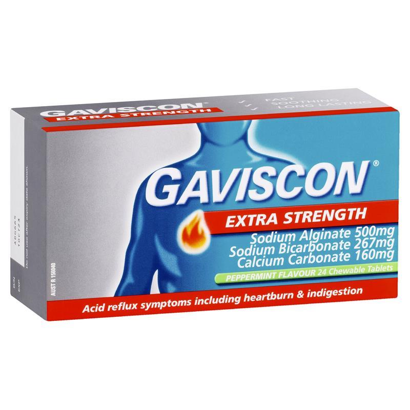 Buy Gaviscon Extra Strength Peppermint Flavour - 24 Tablets - MyDeal ...