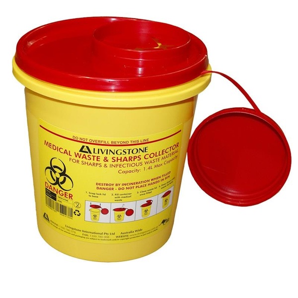 Buy Livingstone Needles Sharps Waste Collector - 1.4L - MyDeal Australia