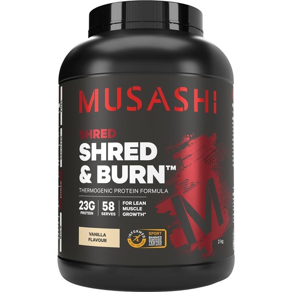 Buy Musashi Shred And Burn Vanilla 2kg - Lean Muscle & Fat Loss Support ...