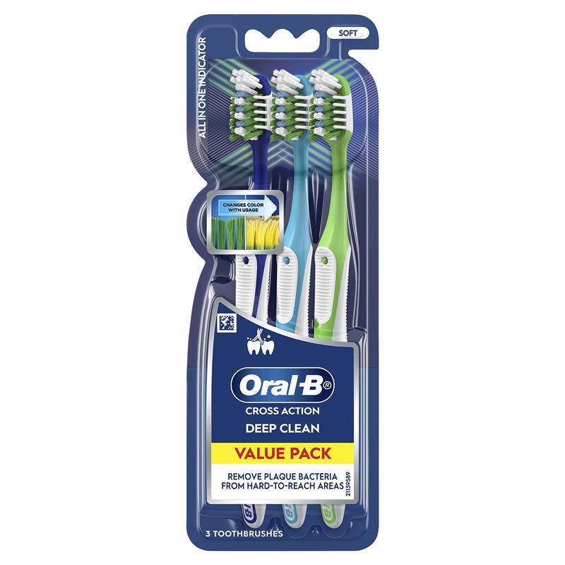 Buy Oral-B Cross Action Indicator Toothbrush 3 Pack - MyDeal Australia